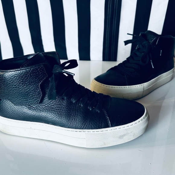 Buscemi | Shoes | Buscemi Black Pebbled Leather Hi Top Sneakers Made In ...